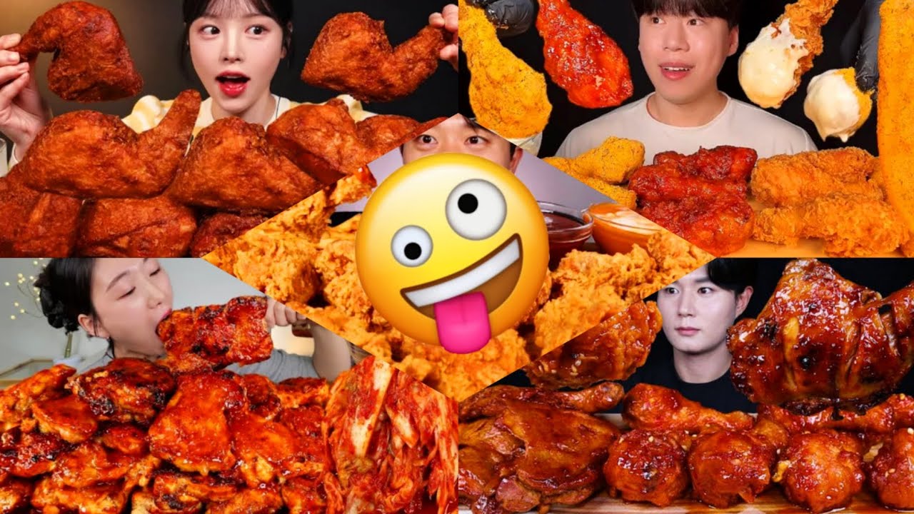 BBQ SPICY CRUNCHY CHICKEN MUKBANG COMPILATION 💯 REAL SOUND || EATING ...