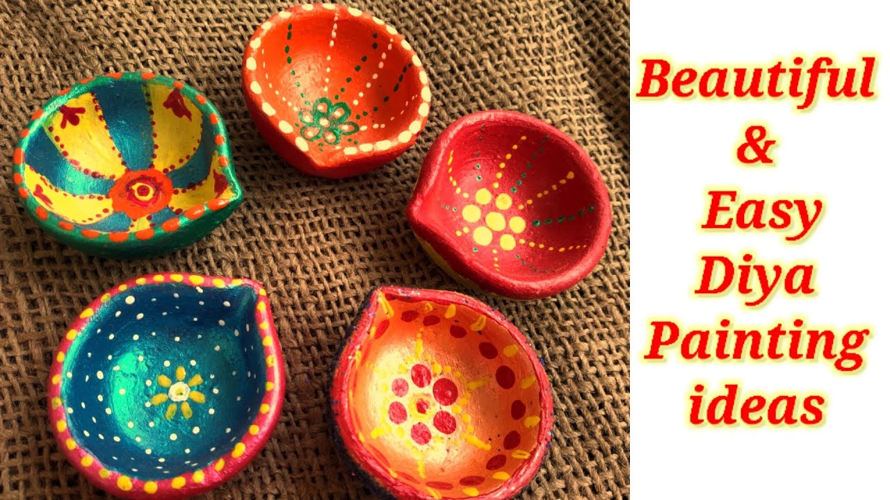Easy Diya Painting for beginners /Plain diya decoration at home / diya ...