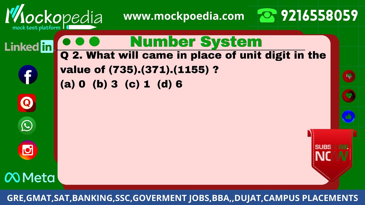Q2 What Will Came In Place Of Unit Digit In The Value Of 735 371 1155 YouTube Q2 What Will Came In Place Of Unit Digit In The Value Of 735 371 1155 YouTube