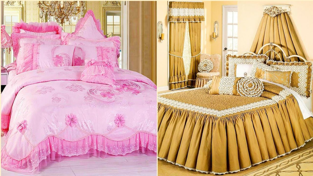 Luxury Stylish Fancy Frilly Bedsheets Bedskirts Pillow Cushion Designe ...
