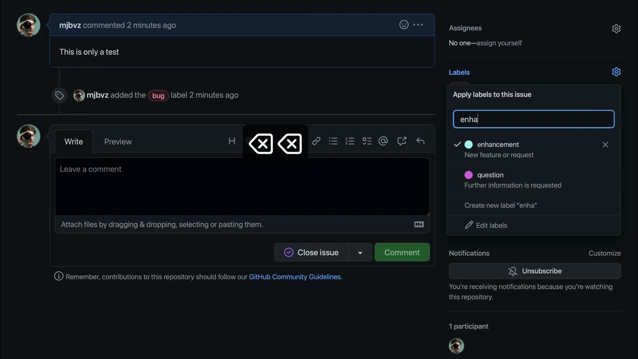 GitHub tips — Add and remove issue labels using the keyboard - YouTube