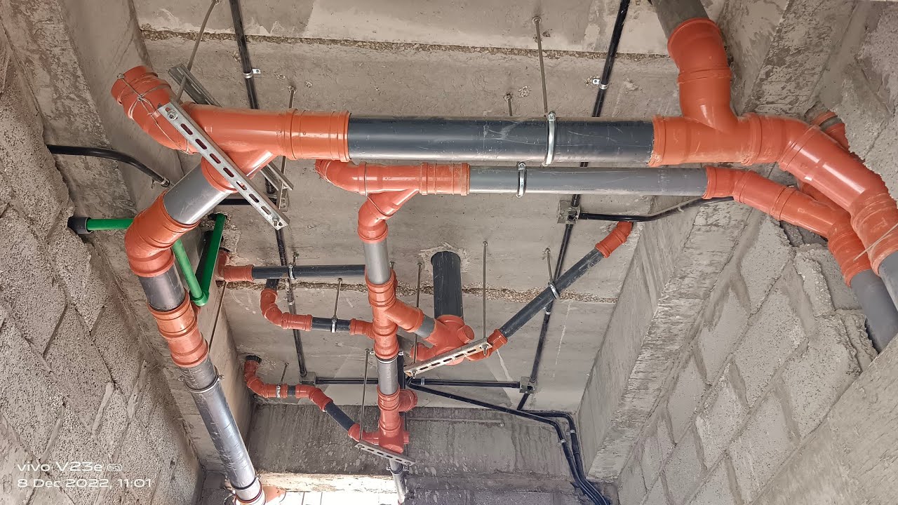 Bathroom Drainage Pipe Line Fitting | Bathroom Plumbing Work ...