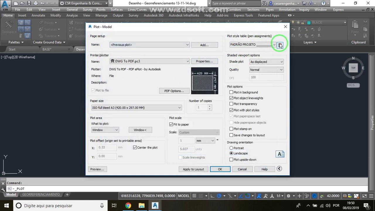 Alterando cor no estilo de plotagem para impressão - AutoCAD 2018 - YouTube