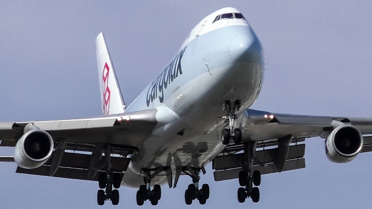 Cargolux Boeing 747-400 Freighter Landing and Takeoff at Calgary ...