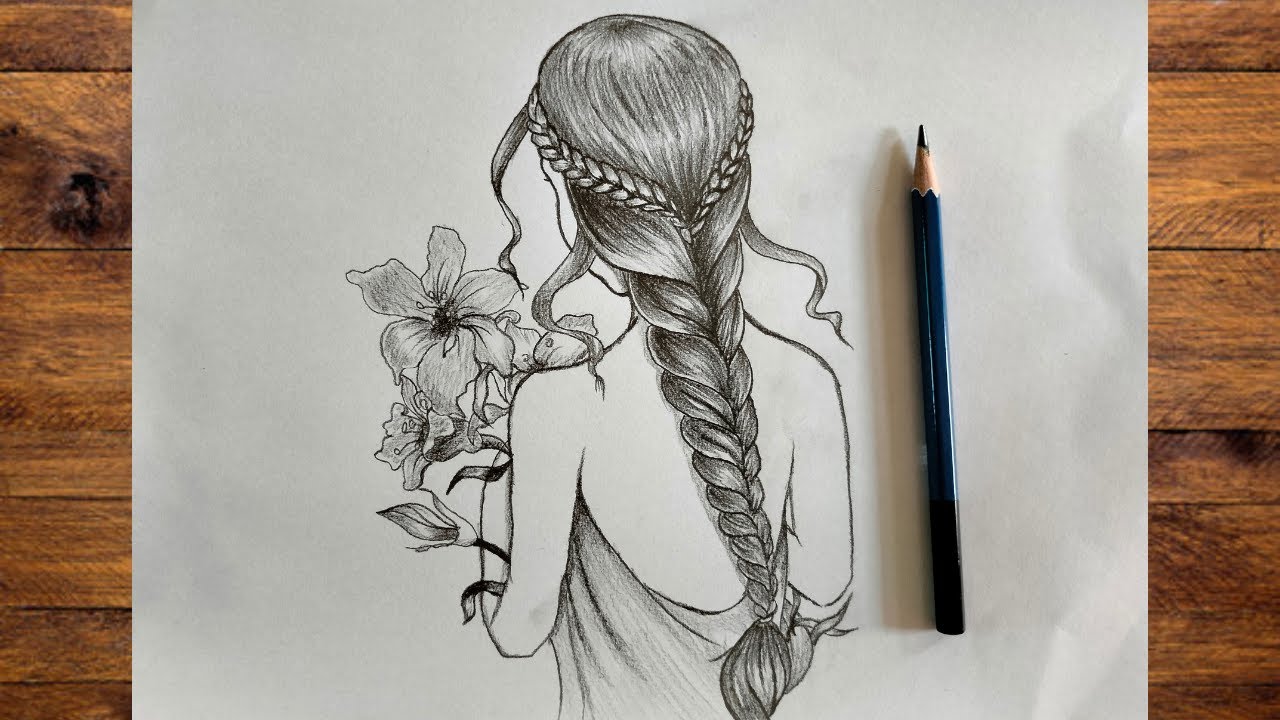 how to draw a beautiful hairstyle girl || easy cute girl sketch with ...