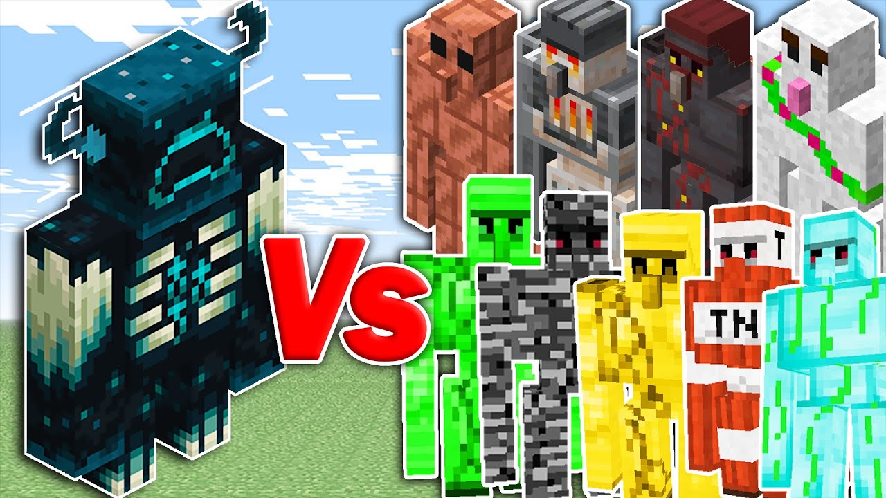 Warden Vs All Minecraft Golems Fight #mobbattles #warden #mcpe #horsy ...