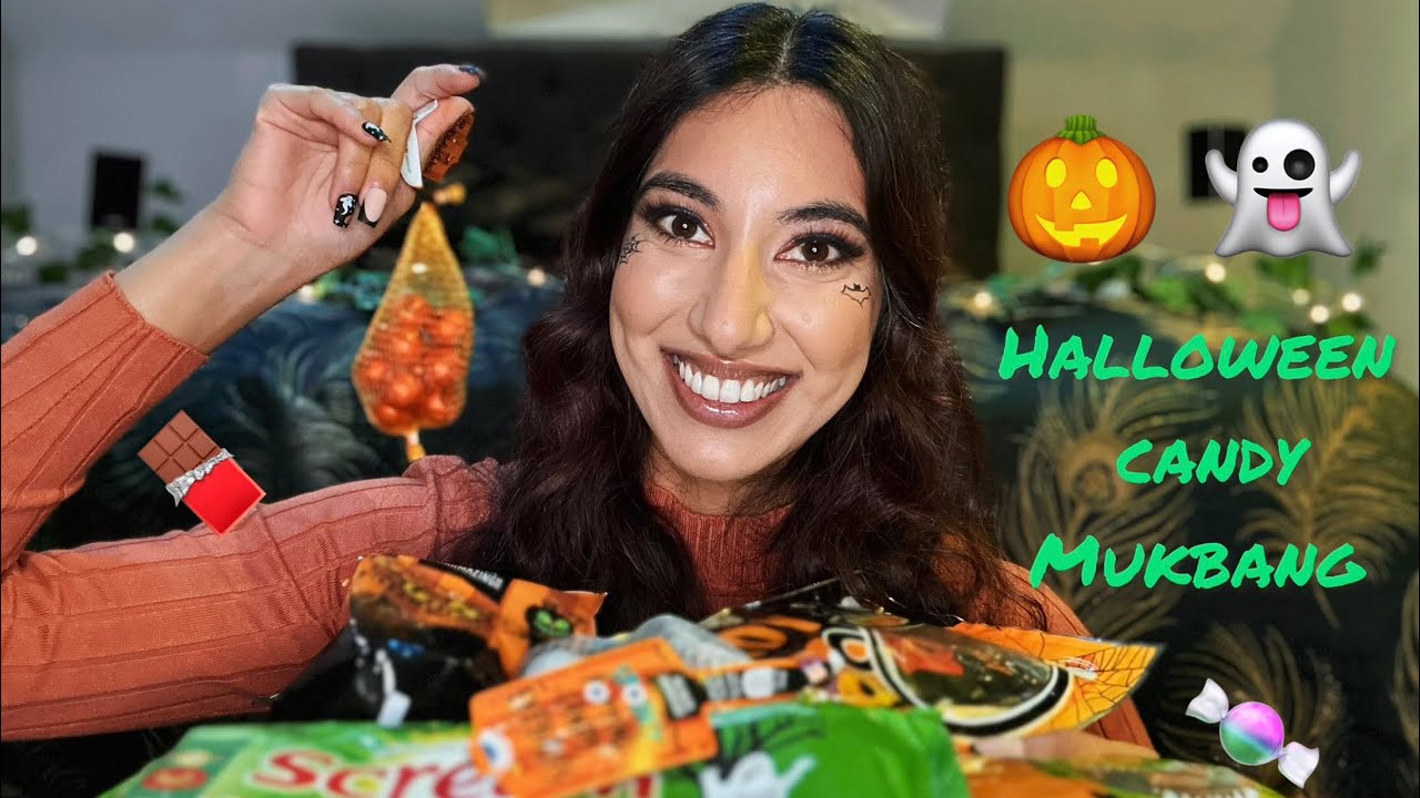 Asmr Eating Halloween Candy Popping Candy And Eating Sounds Mukbang Youtube