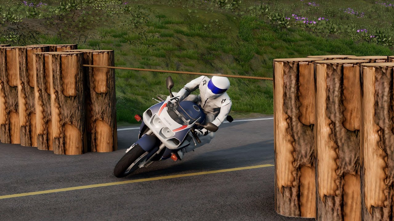 Motobike vs Stretched Rope 😱 BeamNG.Drive - YouTube