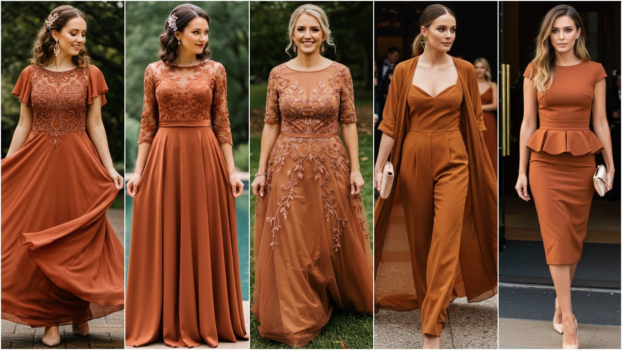 Rust-Colored Mother of the Bride Dresses for 2025 Weddings: Chic ...