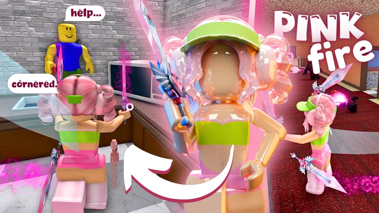 Playing MM2 using PINK FIRE EFFECT ONLY (Montage & Random Moments ...