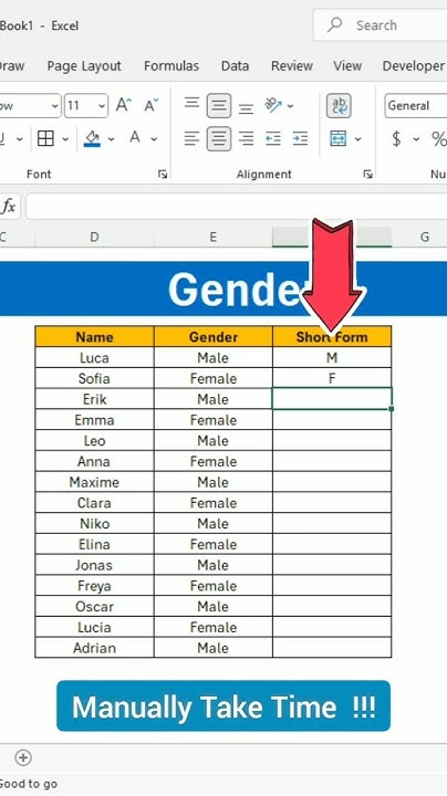 Create Gender In Short In Seconds In Excel #exceltips #exceltricks #exceltutorial #msexceltips ...