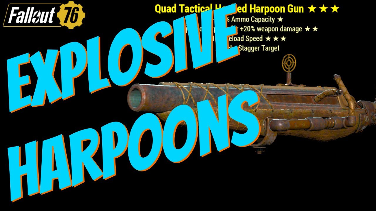 Fallout 76 PTS - Explosive Harpoon Gun Because You Asked For It - YouTube