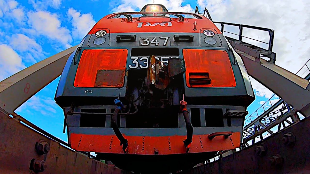 RailWay. Camera Under Train. Freight Train RZD Runs Over My Camera ...