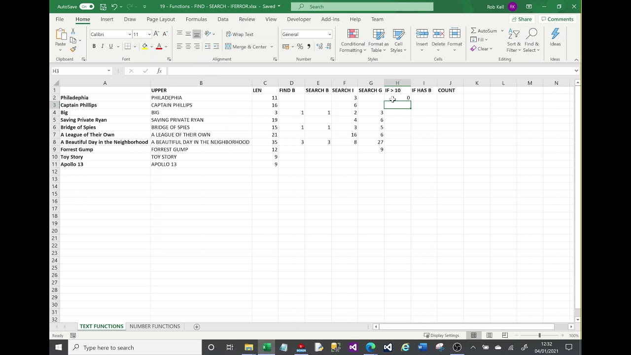 Ms Excel Tutorial On Functions If Count Value Iferror Multiple 3658
