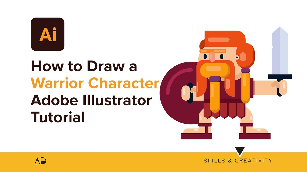 How to draw a Warrior character Adobe Illustrator Tutorial - YouTube