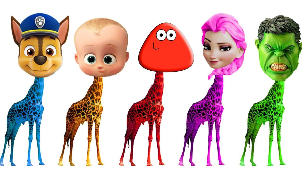 Frozen Elsa Boss Baby Chase Head Giraffe Colors Learn - YouTube