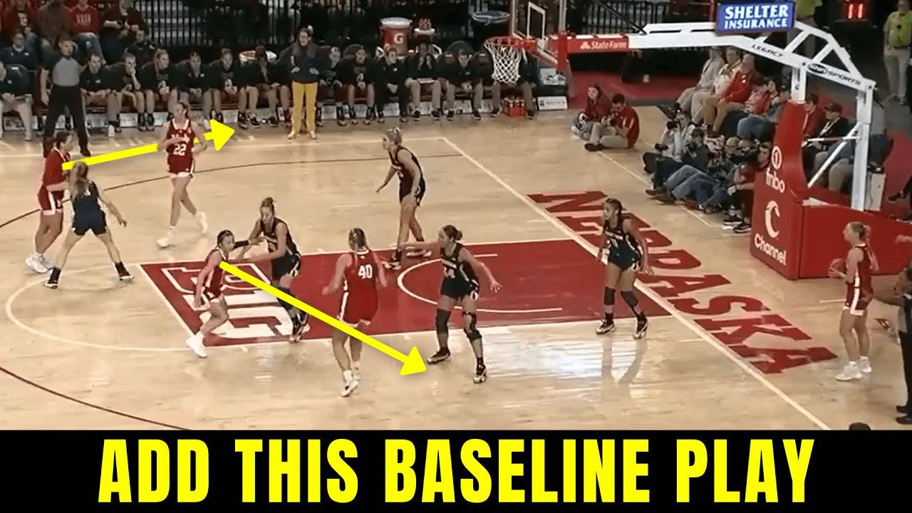 Dominate a man to man defense with this baseline play - YouTube