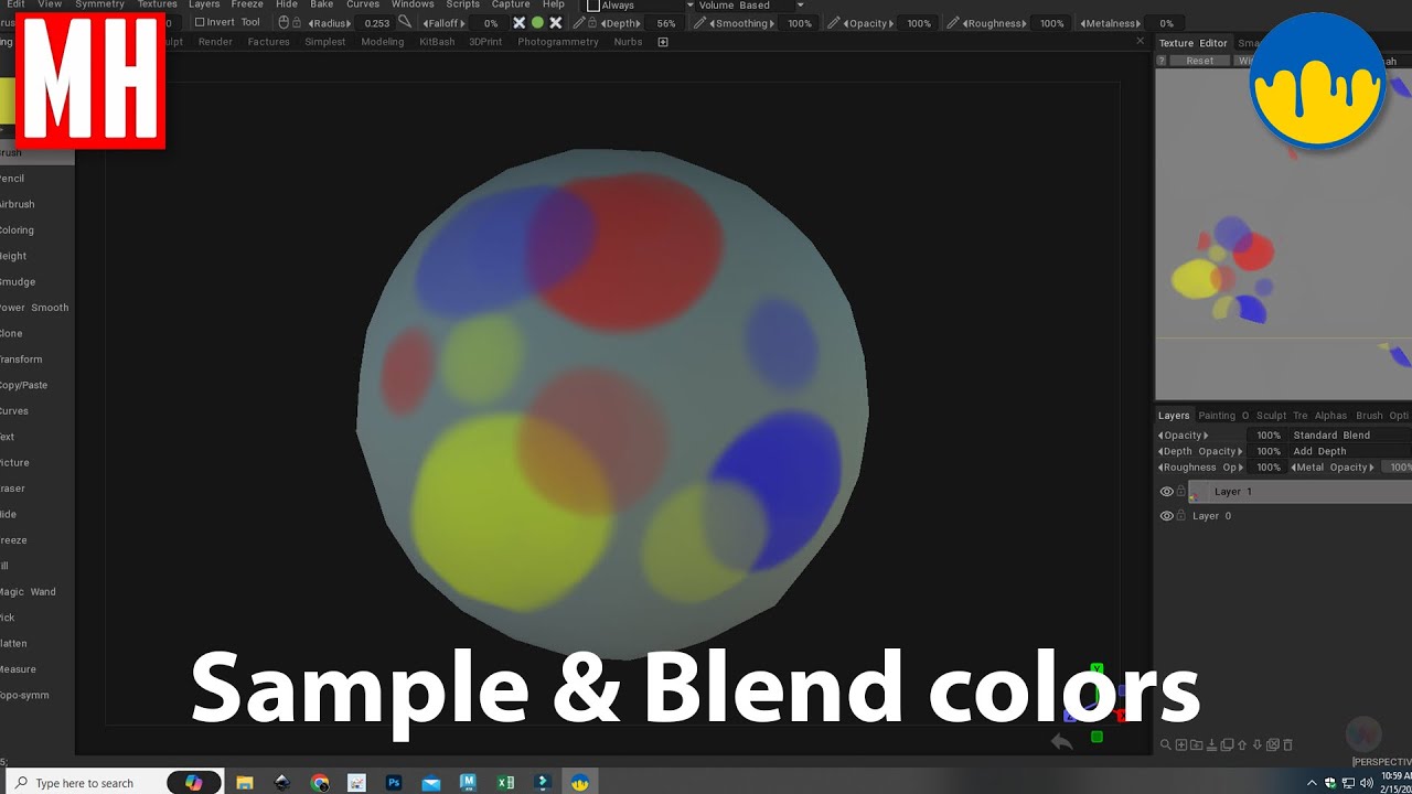 3DCoat series #15 : How to SAMPLE & BLEND colors when handpainting ...