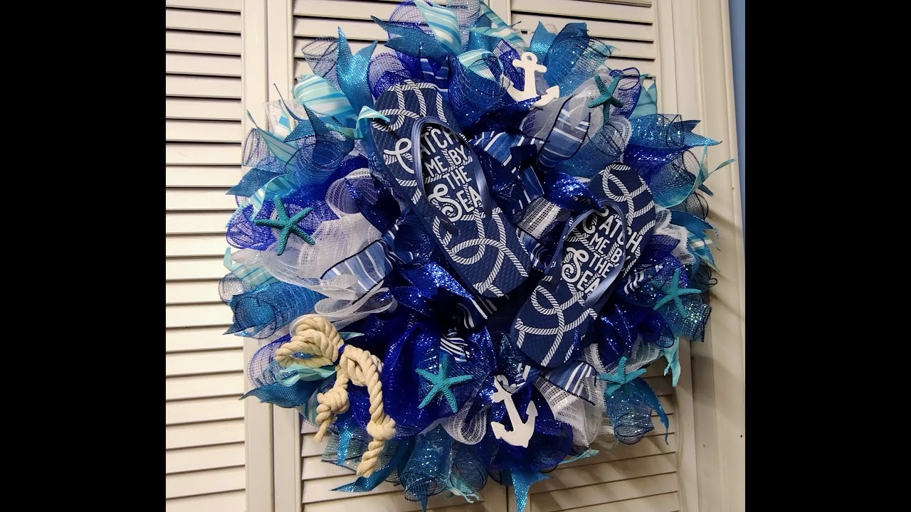 Let's Make This Catch Me By The Sea Nautical Wreath with Ruffles ...