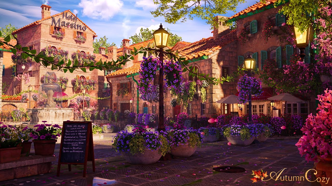 COZY ITALIAN VILLAGE AMBIENCE: Relaxing Nature Sounds, Fountain Sounds ...