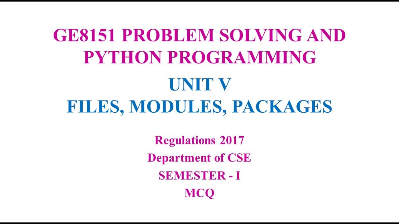 GE8151 MCQ UNIT 5 PSPP - YouTube