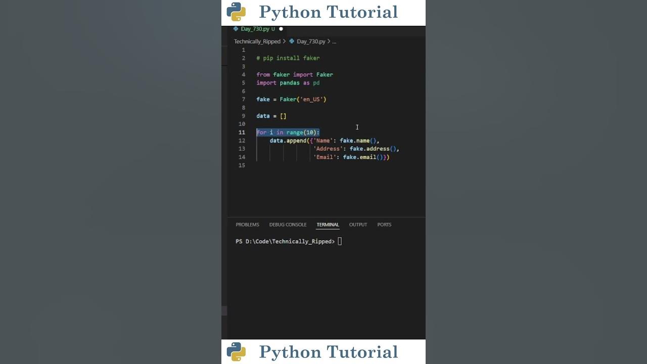 Create a Dummy DataFrame in Seconds with Faker | Python Tutorial - YouTube