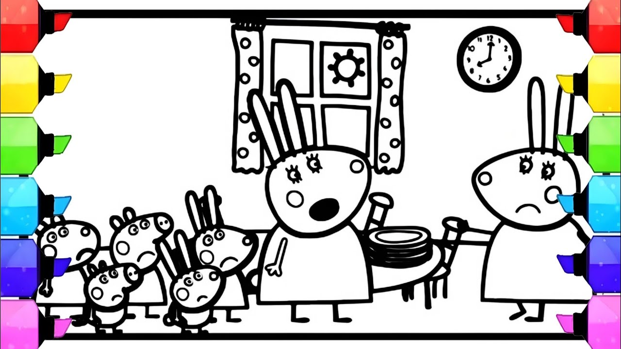 Mummy Rebecca with Childrens Drawing Easy, Peppa Pig Drawing, Peppa Pig ...