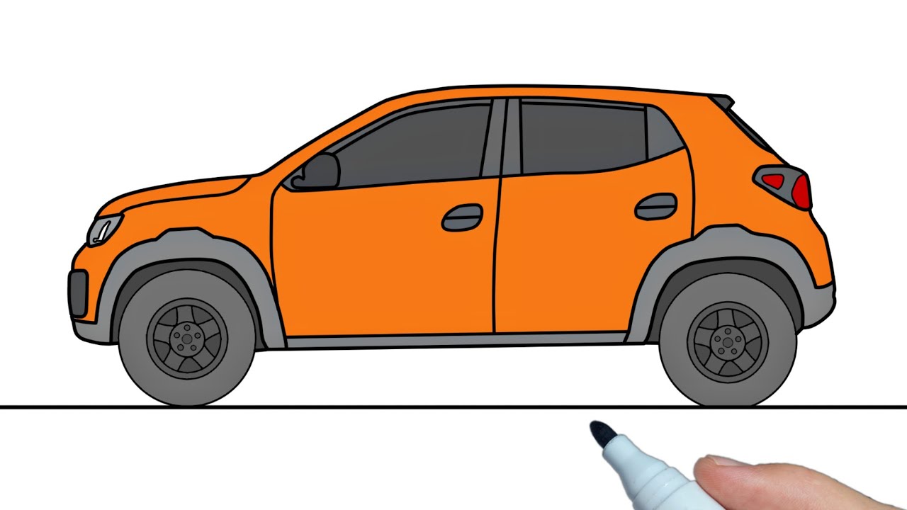 How to draw Renault Kwid easy Step by Step - YouTube