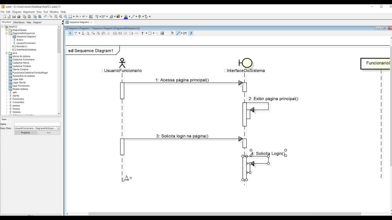 UML Diagrama de Sequência - Logar Funcionário Fluxo Normal - YouTube