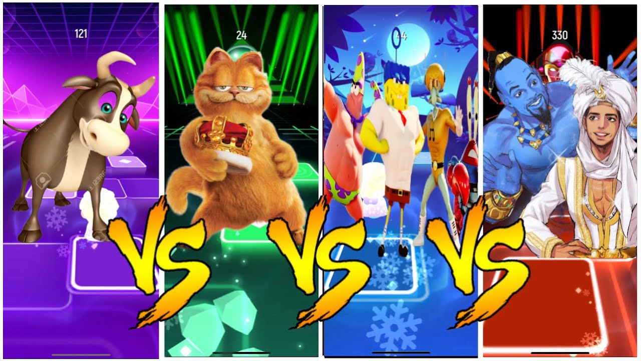 Tiles Hop - FUNNY BULL vs The Garfield Movie vs The SpongeBob Movie vs ...