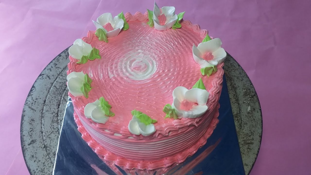 Easy and quick pink cake design for beginners || how to make a pink ...