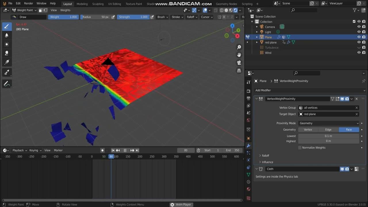 [UPBGE 3.0]Test Tearing Plane with Dynamic paint and Forces and pinned ...
