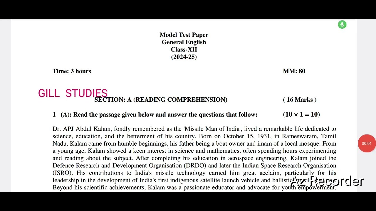 PSEB class 12th English compulsory paper 28 February 2025 12th class ...