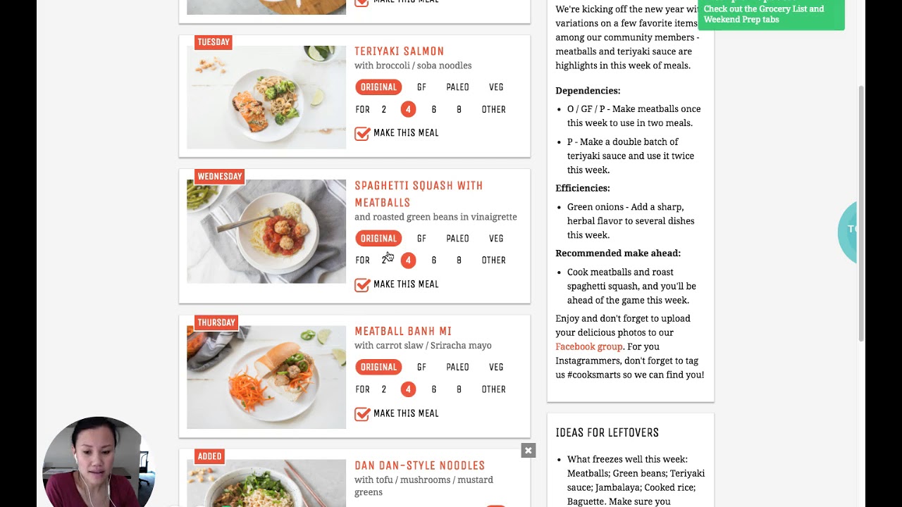Cook Smarts Meal Plan Menu | Week of 1/1/18 - YouTube