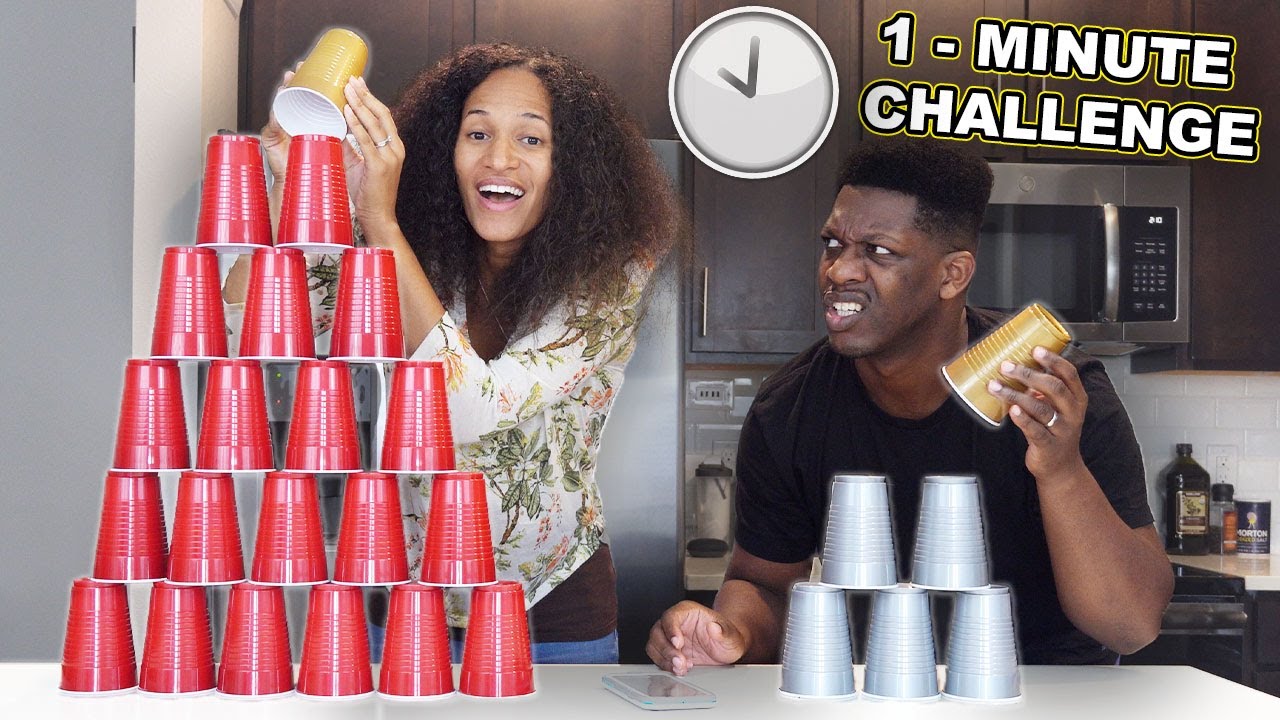 1 MINUTE TO WIN IT CHALLENGE | Husband vs Wife - YouTube