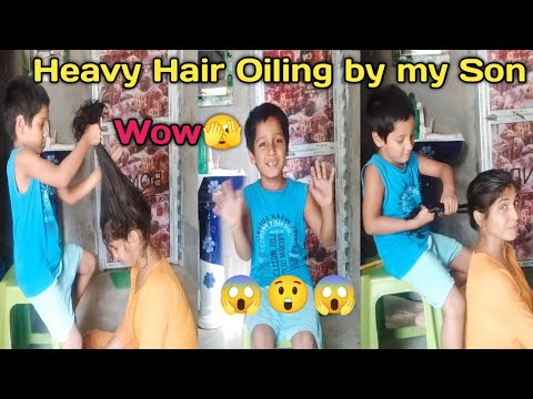 Heavy Hair Oiling done by My Son//Hair oiling funny dramatic video ...