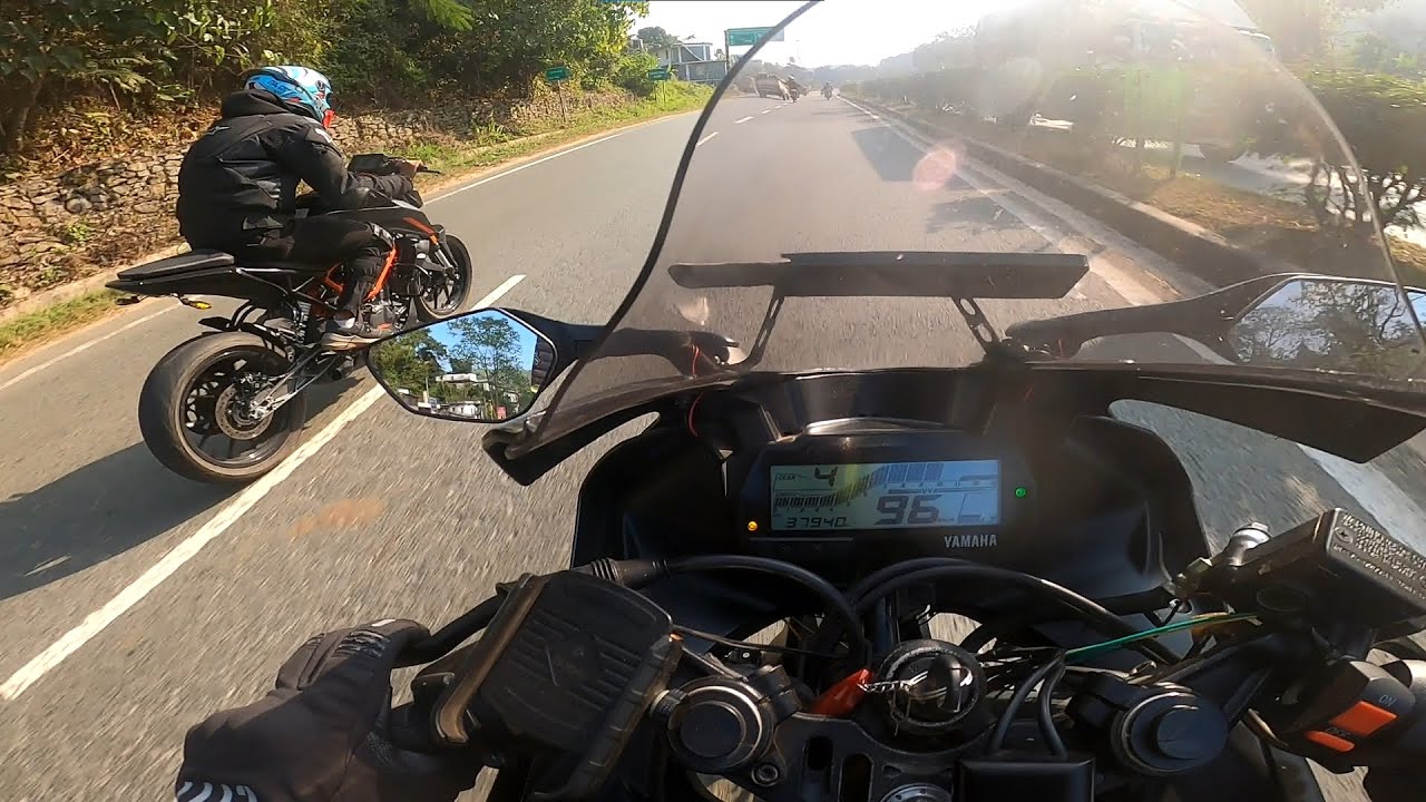 Duke 390 rider want to race with my v3 | R15 V3 vs Duke 390 - YouTube