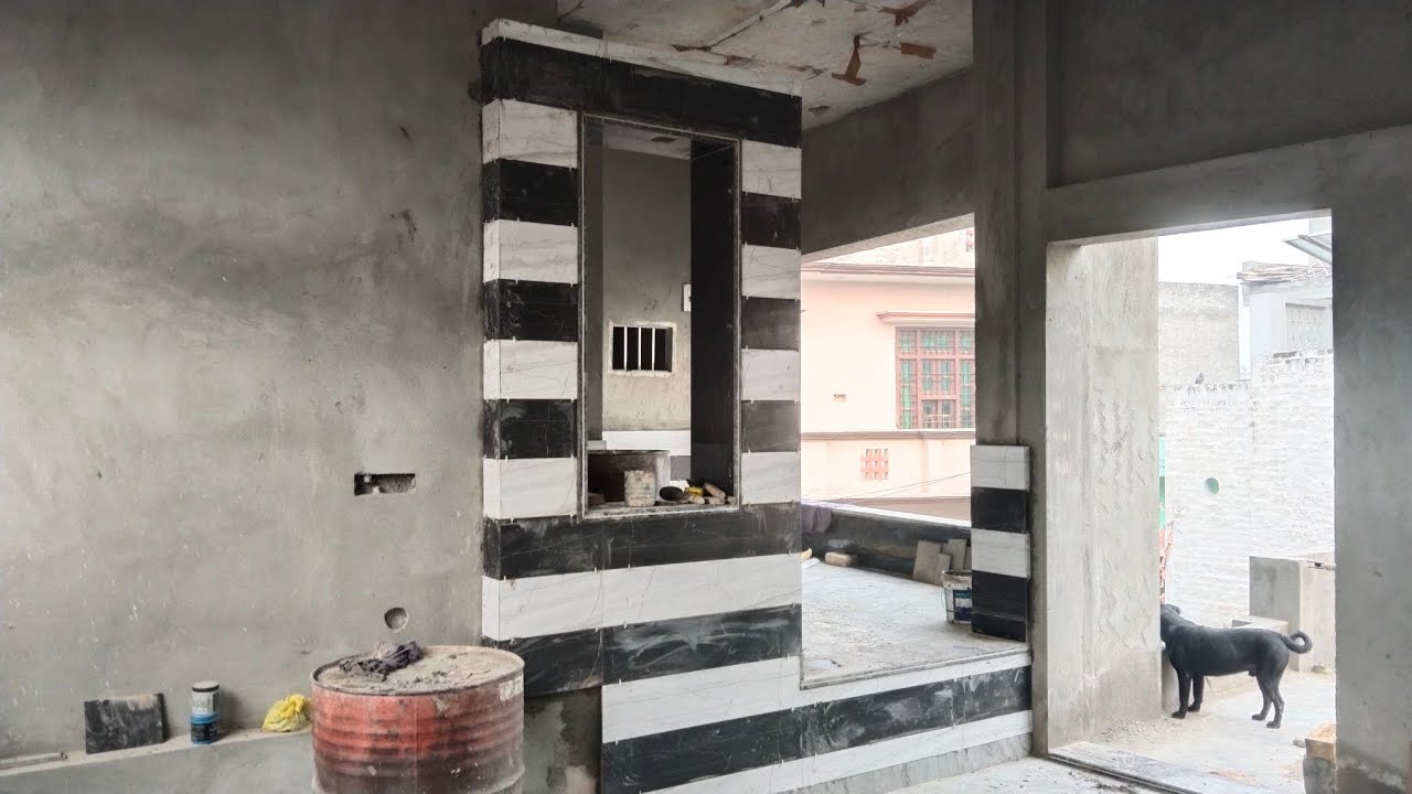 How to make beautiful pillar photo frame tile fitting installation work ...