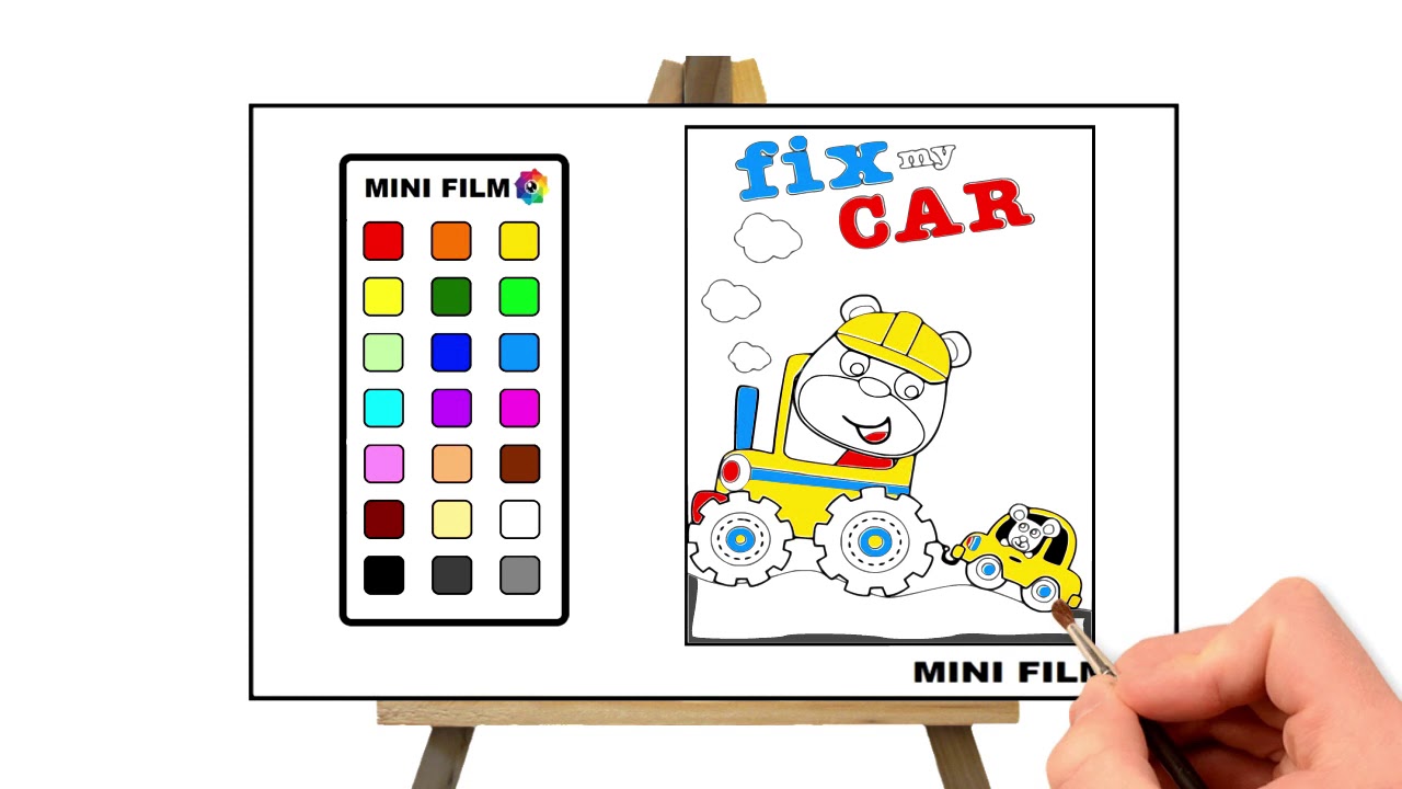 DRAWING AND PAINTING FIX CAR (How To Color For Kids) - YouTube