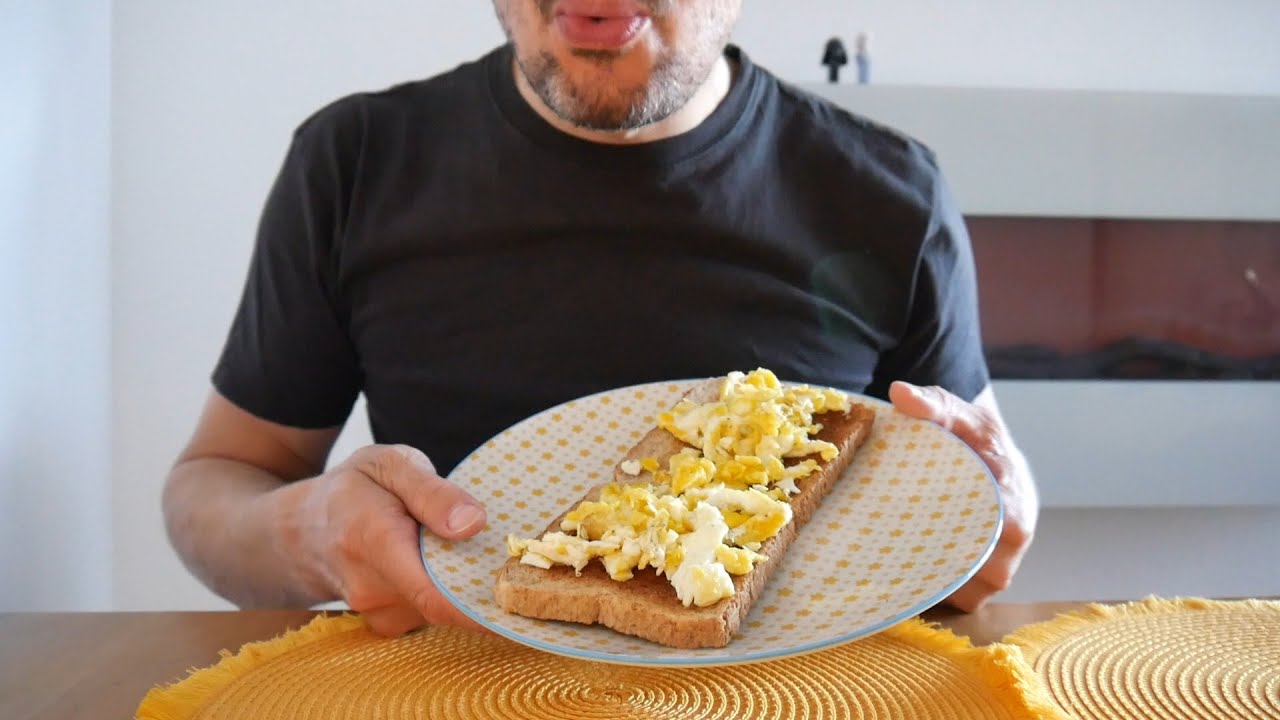 ASMR Eating Sounds – Breakfast Toast with Scrambled Eggs - YouTube