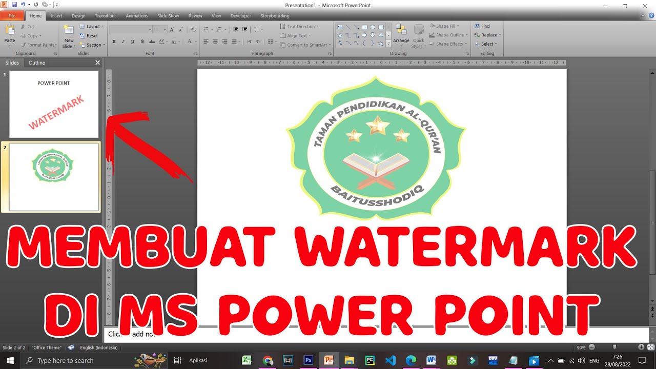 Cara Membuat Watermark di Power Point - YouTube