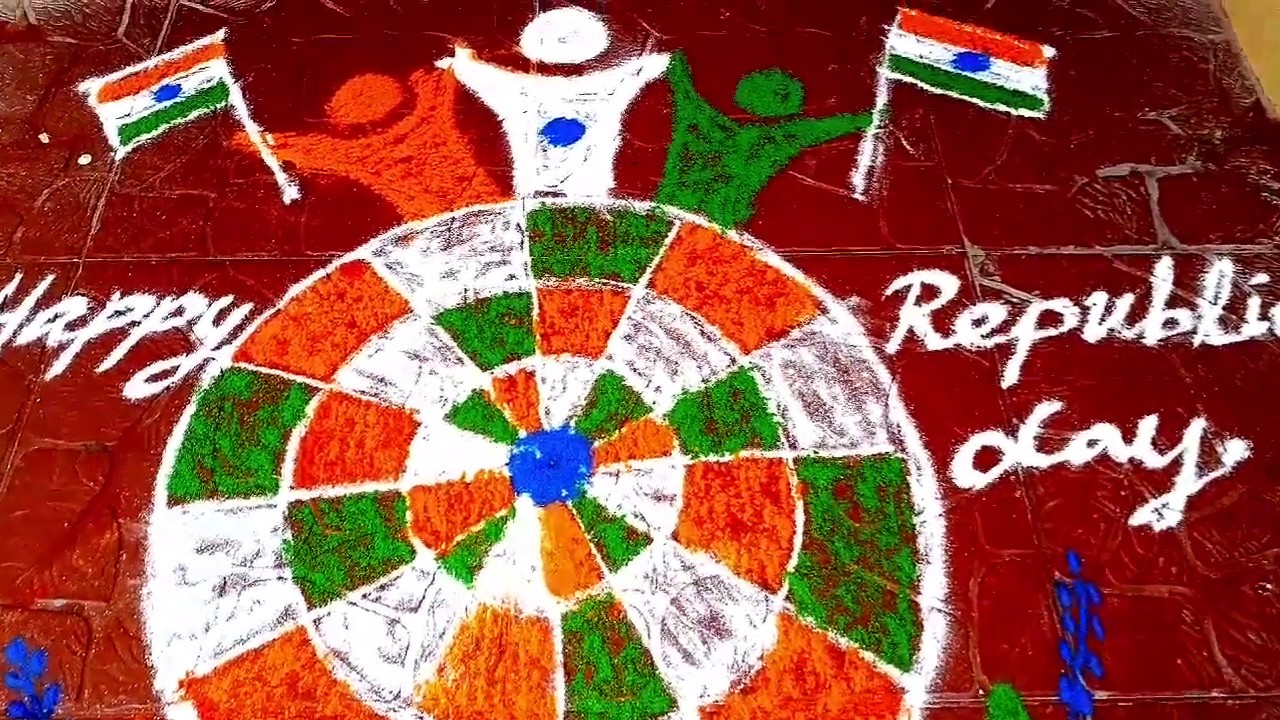 Republic day Rangoli | Colourful Rangoli | Simple Colour kolam | Free ...