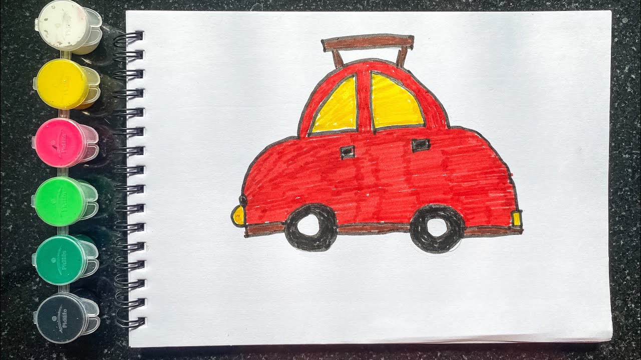 Car Drawing, Painting and Coloring for Kids,Toddlers | Water Color ...