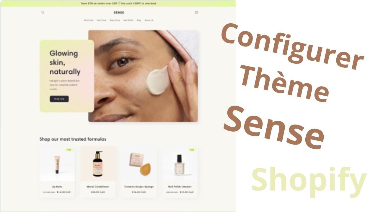 Configurer le Thème SENSE de shopify - YouTube