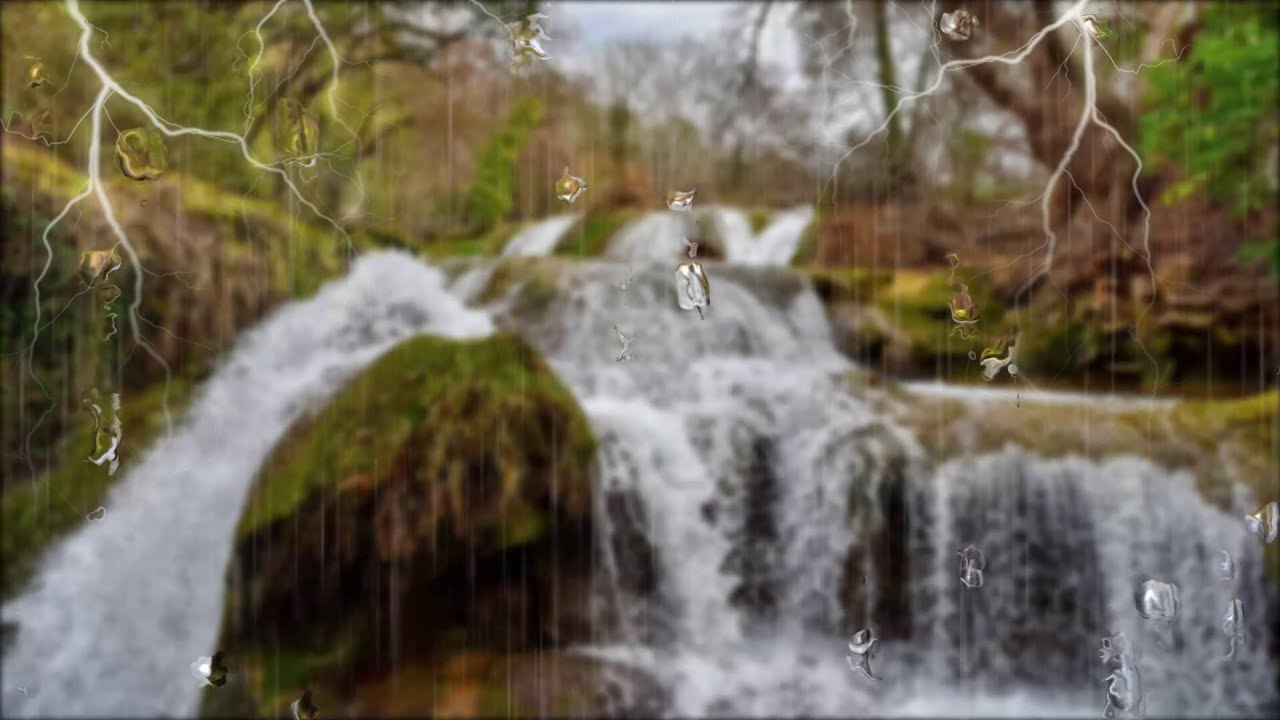 Relax With The Sound Of Rain & Thunders In Waterfall | Awesome Rain ...
