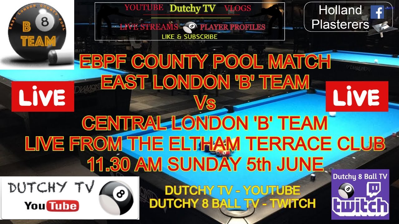 EBPF County 8 Ball Pool Match LIVE - East London Vs Central London (B's ...