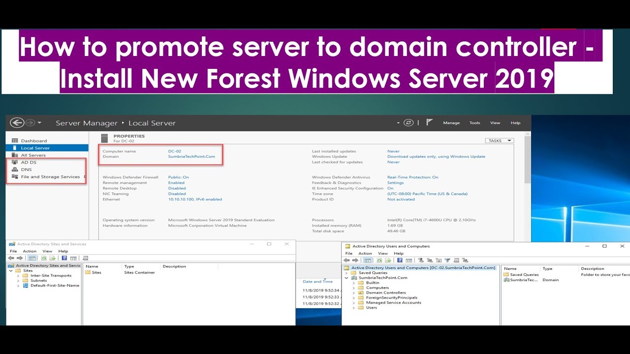 02 How to promote server to domain controller Install New Forest - YouTube