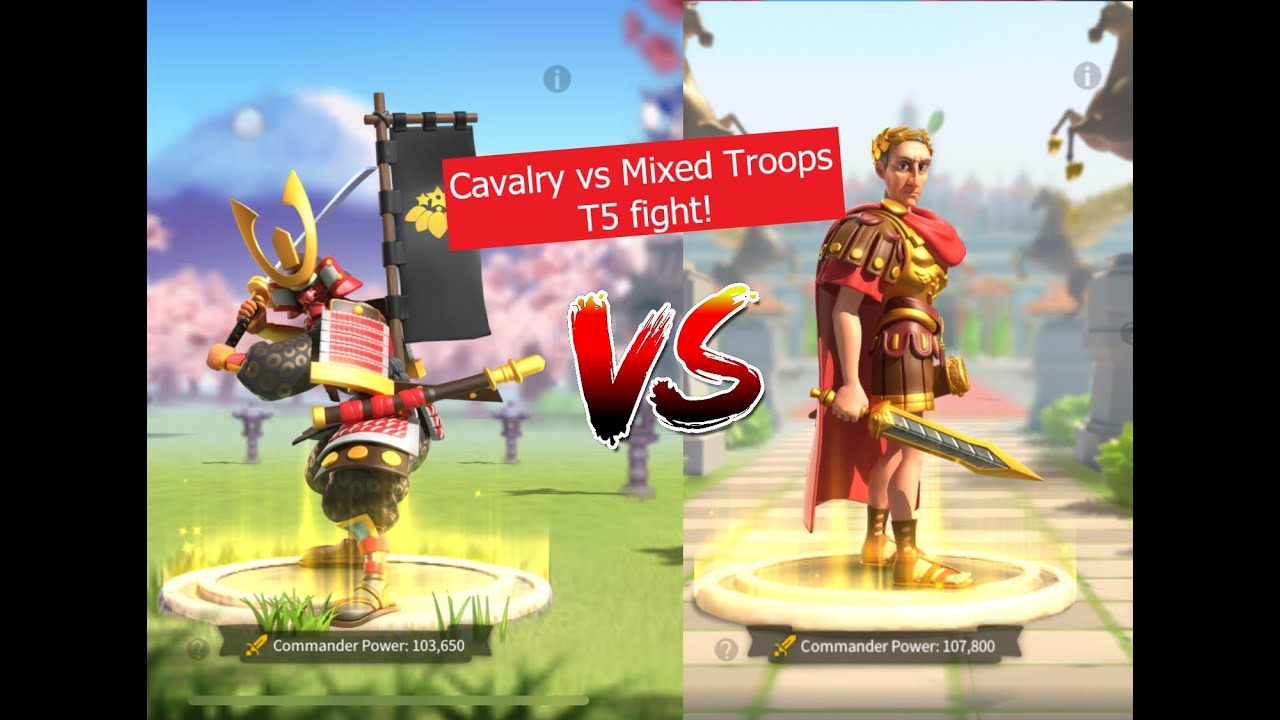 Rise of Kingdoms | T5 Cavalry vs Mixed T5 Troops with Maxed Commanders ...