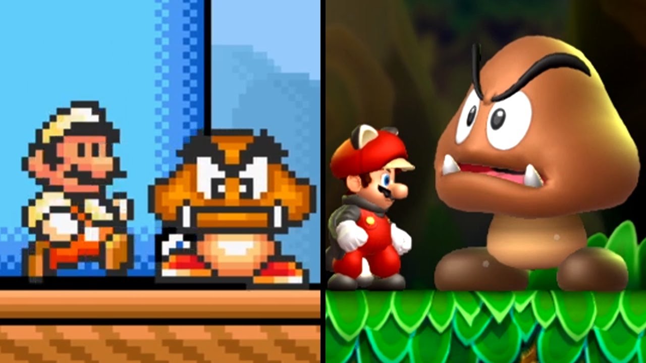 Evolution of Big Goomba Levels in Super Mario (1988-2020) - YouTube