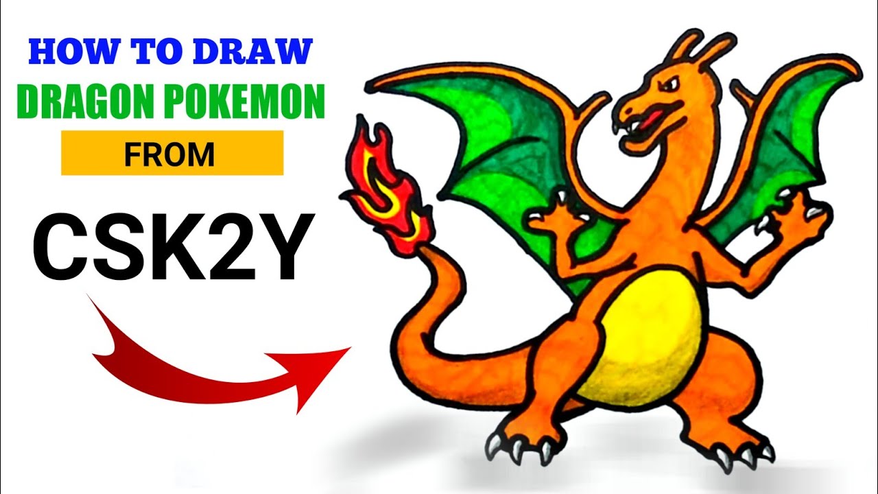 How to draw Dragonite Pokemon from CSK2Y | How to draw pokemon ...